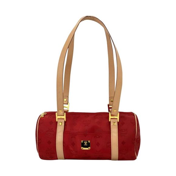 MCM | Bags | Pre Loved Mcm Bag Red Visetos Circle Nylon And Leather ...